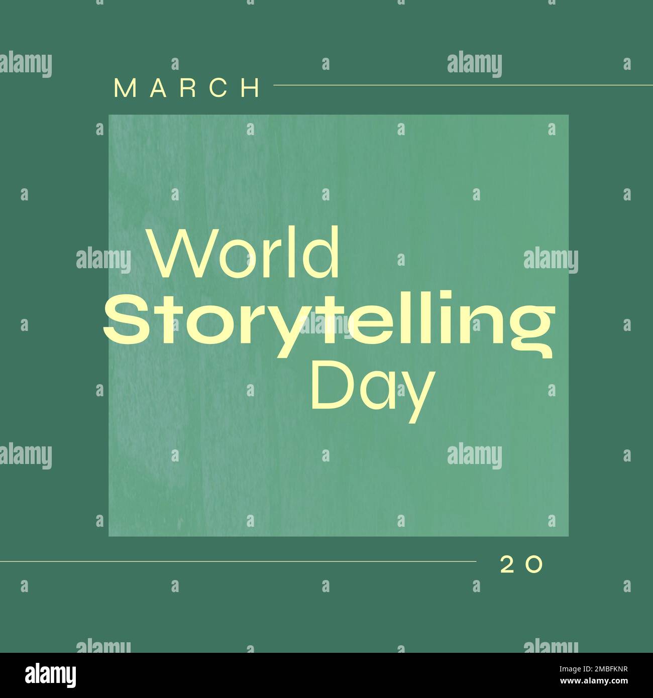 Composition of world storytelling day text over green background with ...