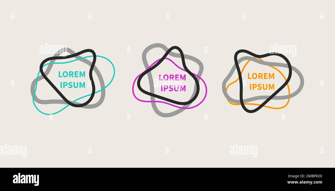 Label, organic shapes, abstract web frame, border. Set of round random ...