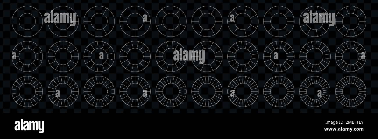 Divided geometric circles. Segment slice set. Simple geometry. Diagram ...