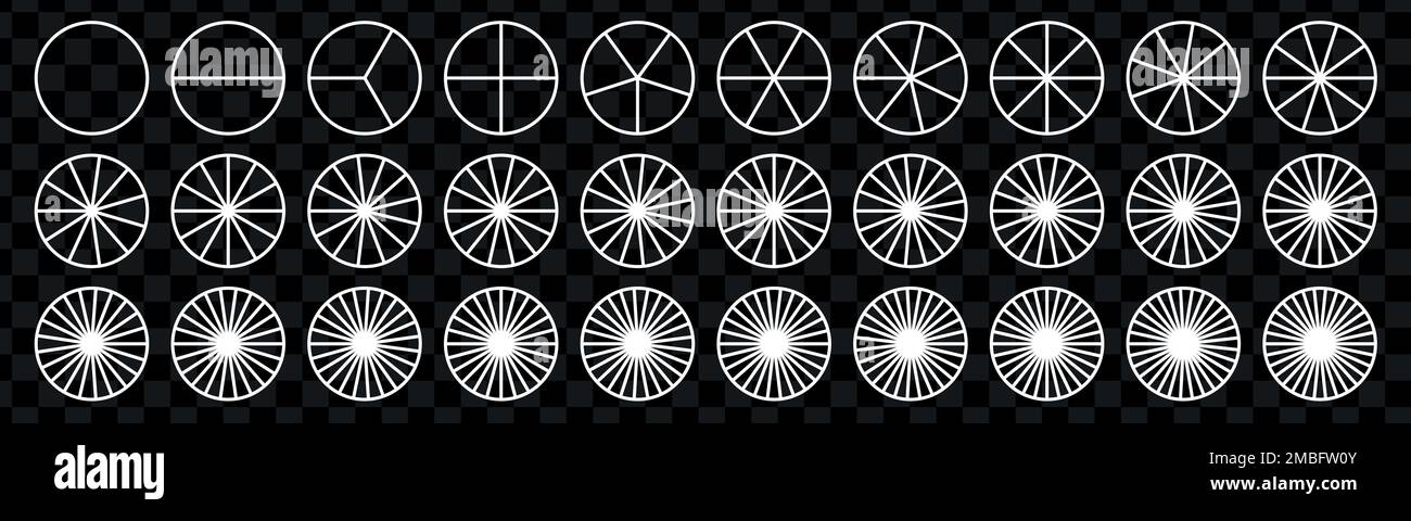 Divided geometric circles. Segment slice set. Simple geometry. Diagram ...