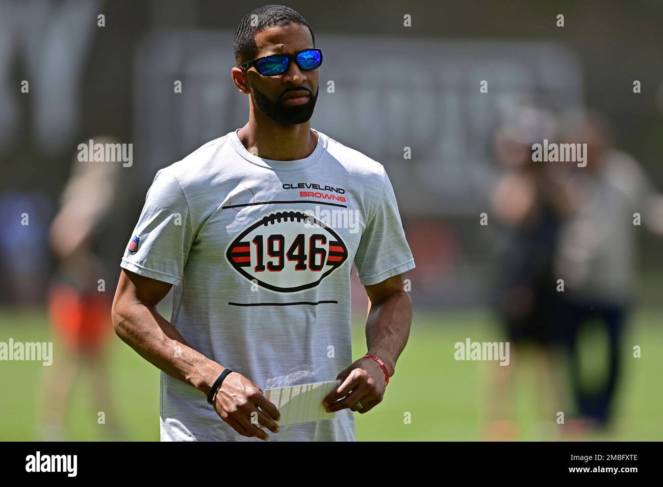 Cleveland Browns general manager Andrew Berry watches during the NFL ...