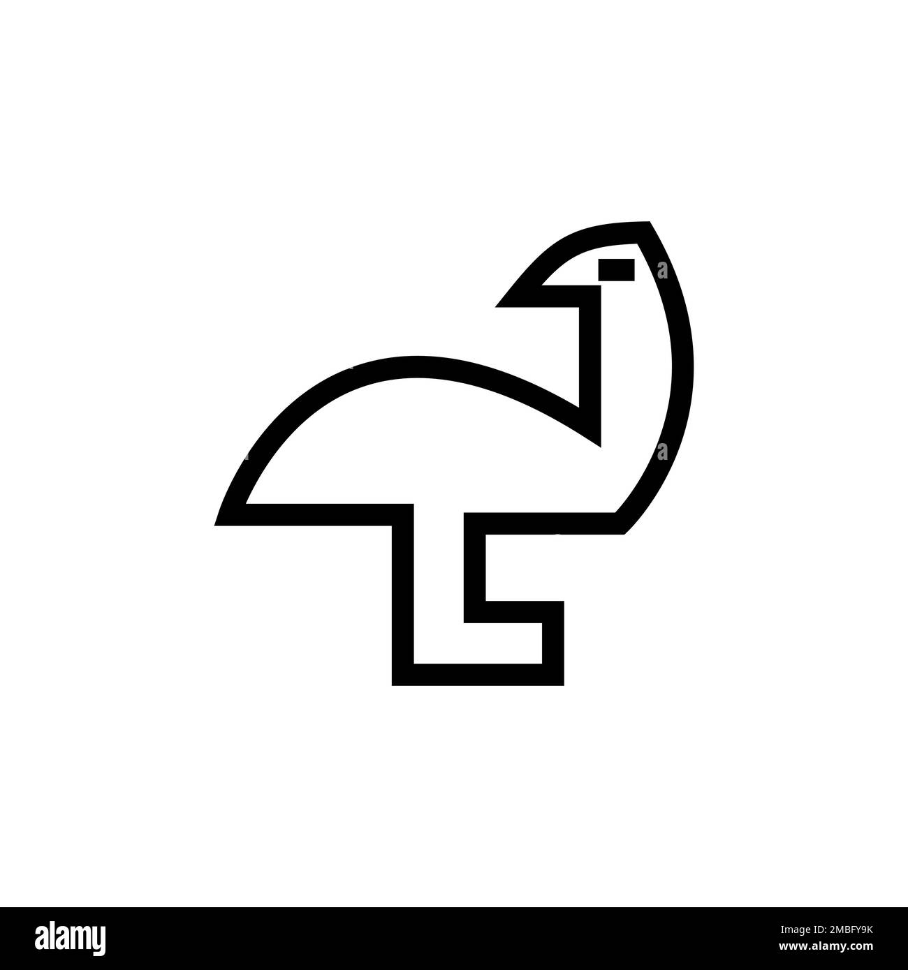 Ostrich icon in line-art style for printing and design.Vector ...