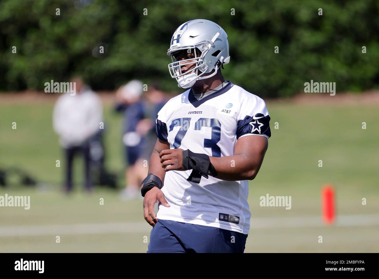 Dallas Cowboys offensive lineman Tyler Smith (73) warms up during the ...
