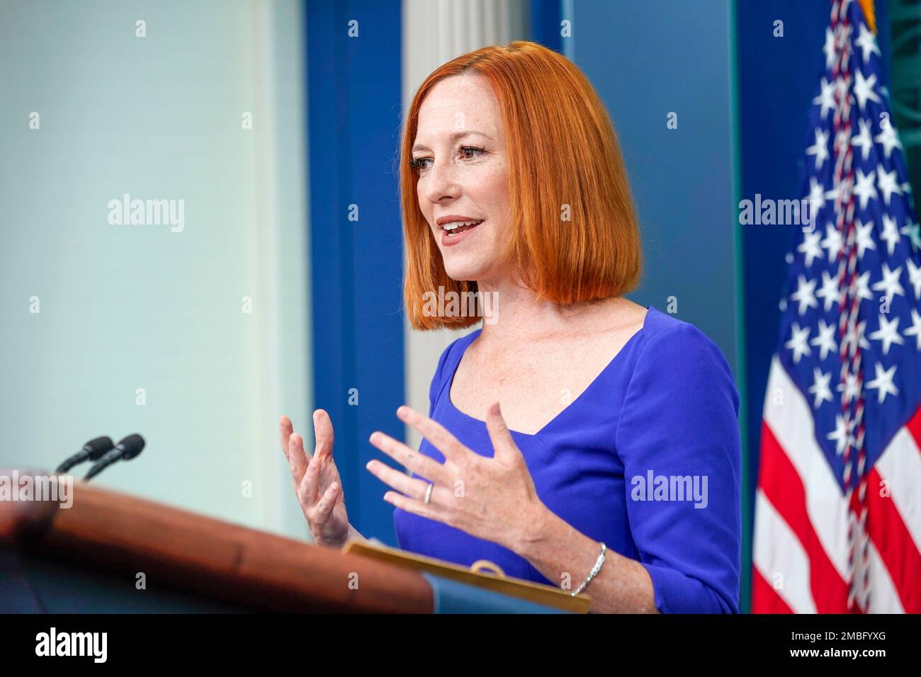 White House press secretary Jen Psaki speaks during her last briefing ...