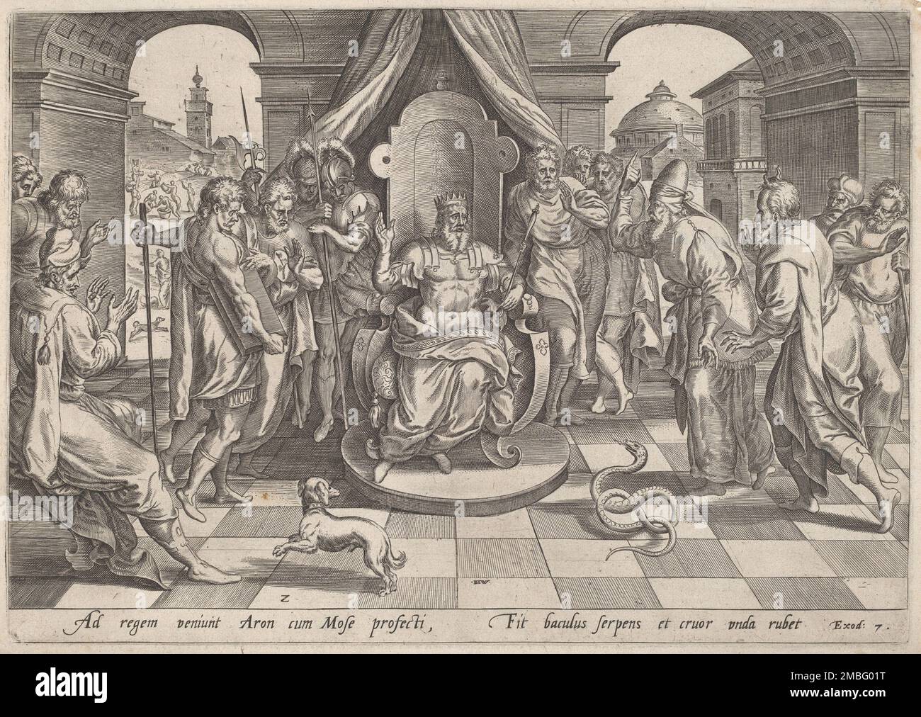 Moses and Aaron before the Pharaoh, c.1585 Stock Photo - Alamy