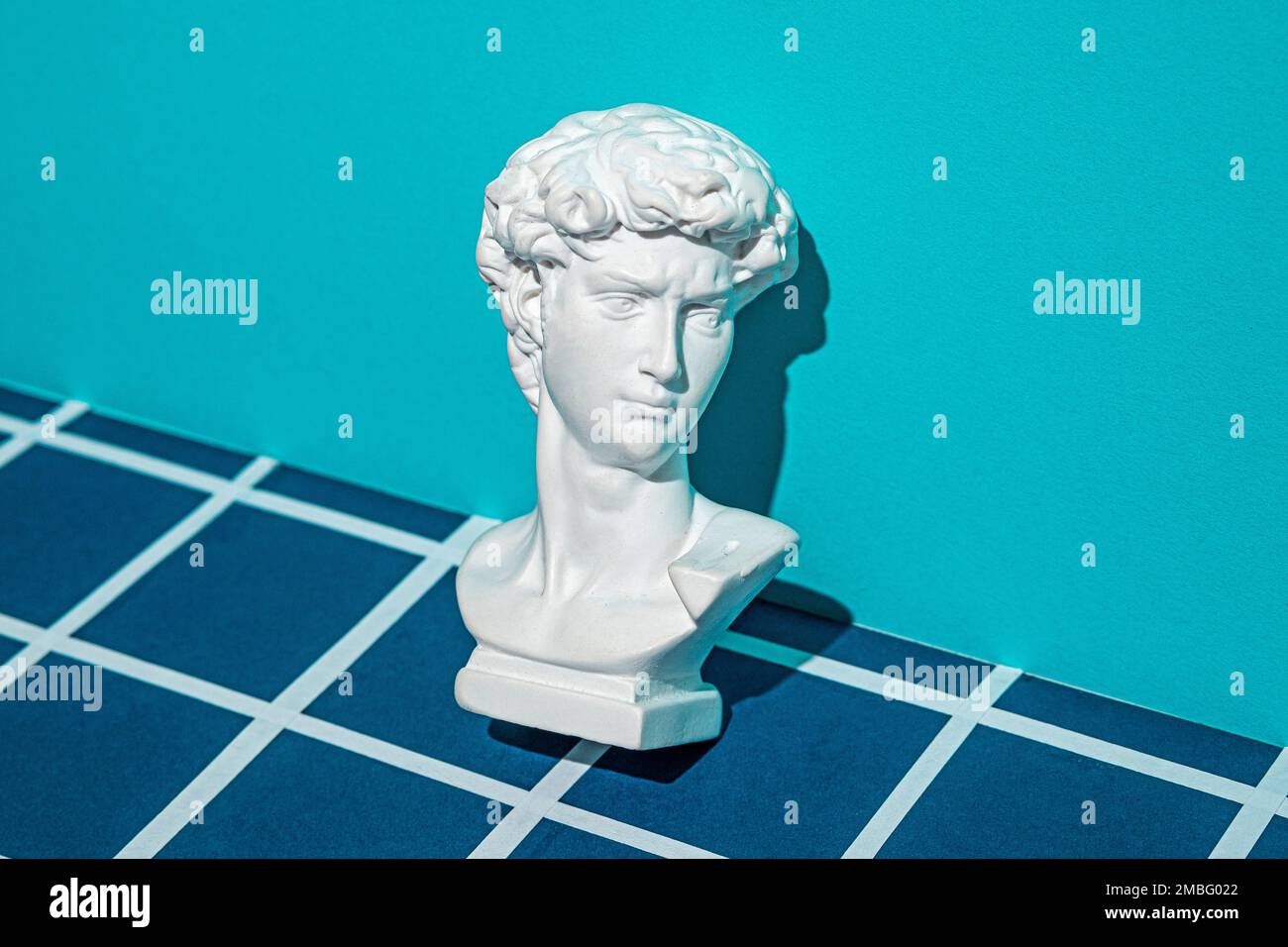 Statue of David's head in digital cyberspace. Minimal concept of online ...