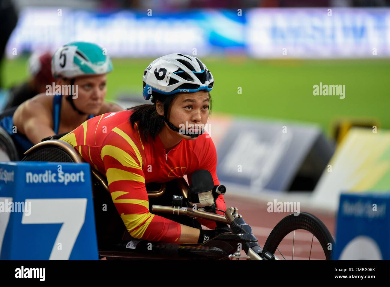 Jing Ma, Ma Jing, Wheelchair athlete competing in the 800m T54 at 2017 World Para Athletics ...