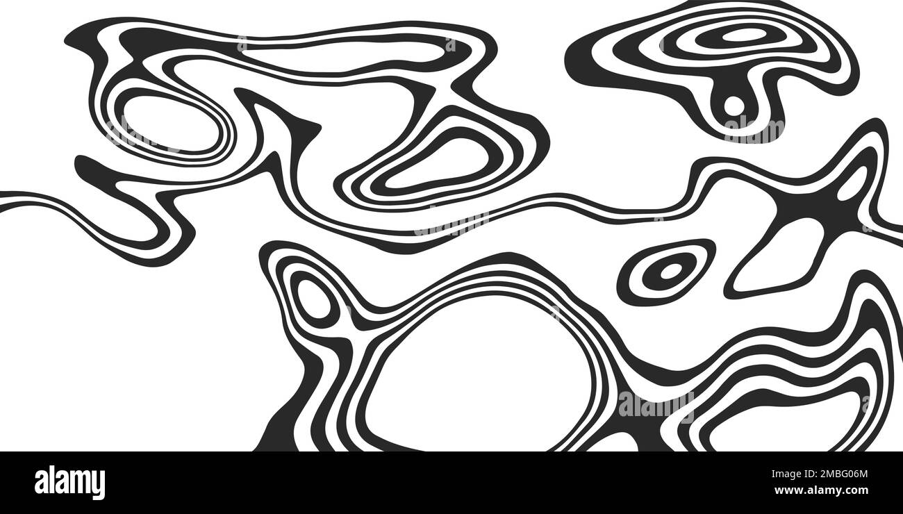 Twisted wavy black lines. Abstract pattern of lines, black and white ...