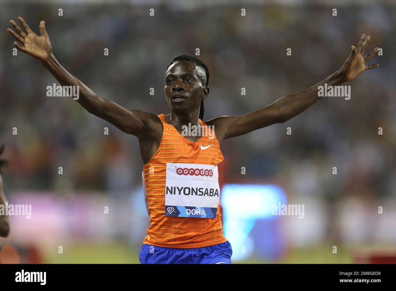 Francine Niyonsaba of Burundi celebrates winning the woman's 3000 ...