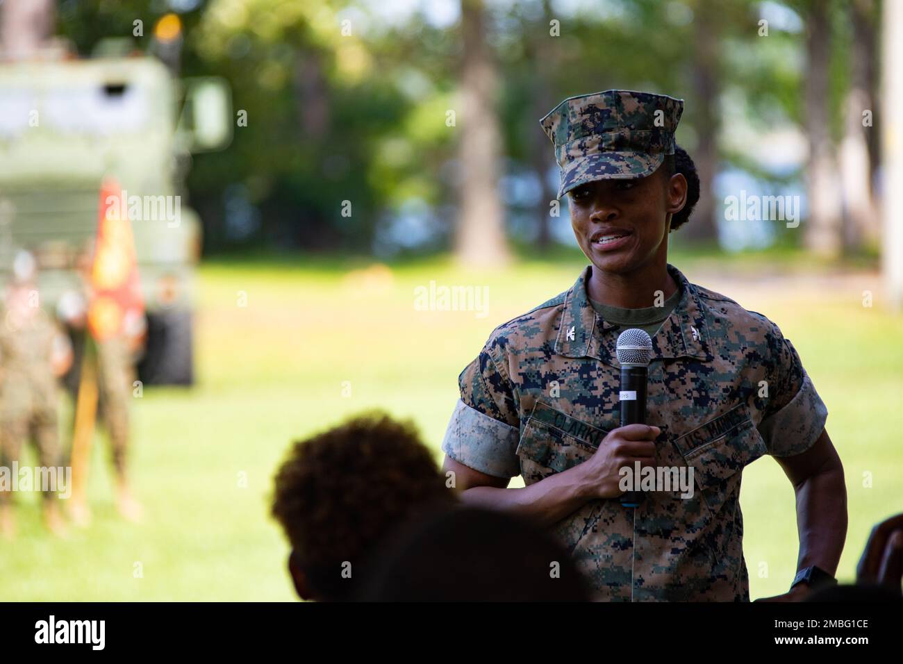 U.S. Marine Corps Col. Marshalee E. Clarke, Commanding Officer, Marine Corps Combat Service ...