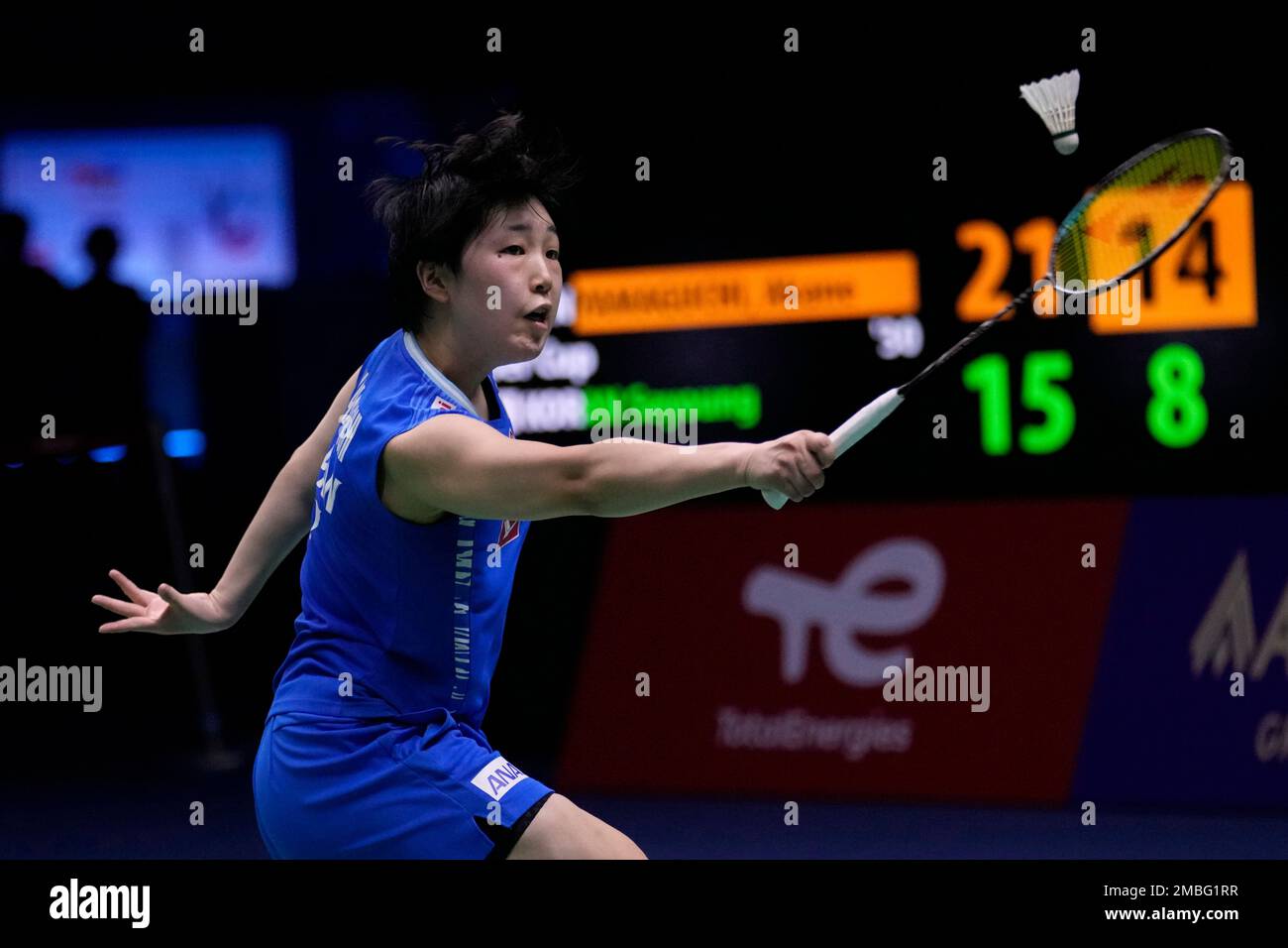 Japan's Akane Yamaguchi returns a shot to South Korea's An Se-young ...