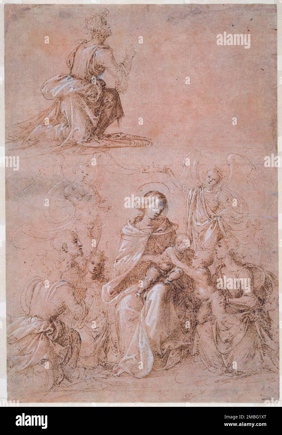 The Virgin and Child Surrounded by Saints and Angels, c. 1500 Stock ...