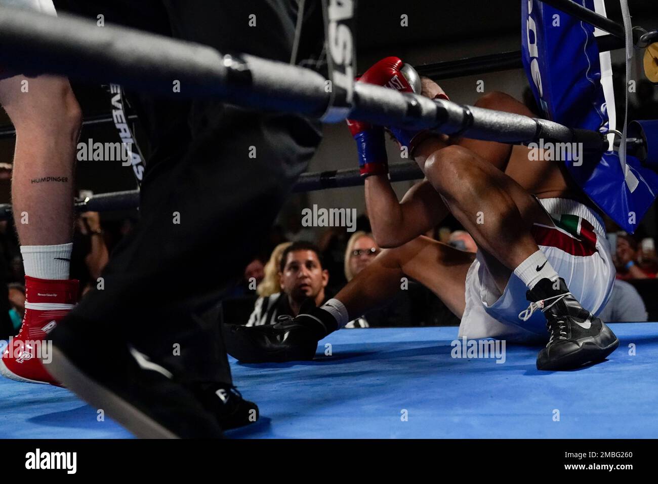 Luis Garcia is knocked out by Callum Walsh during a super welterweight ...