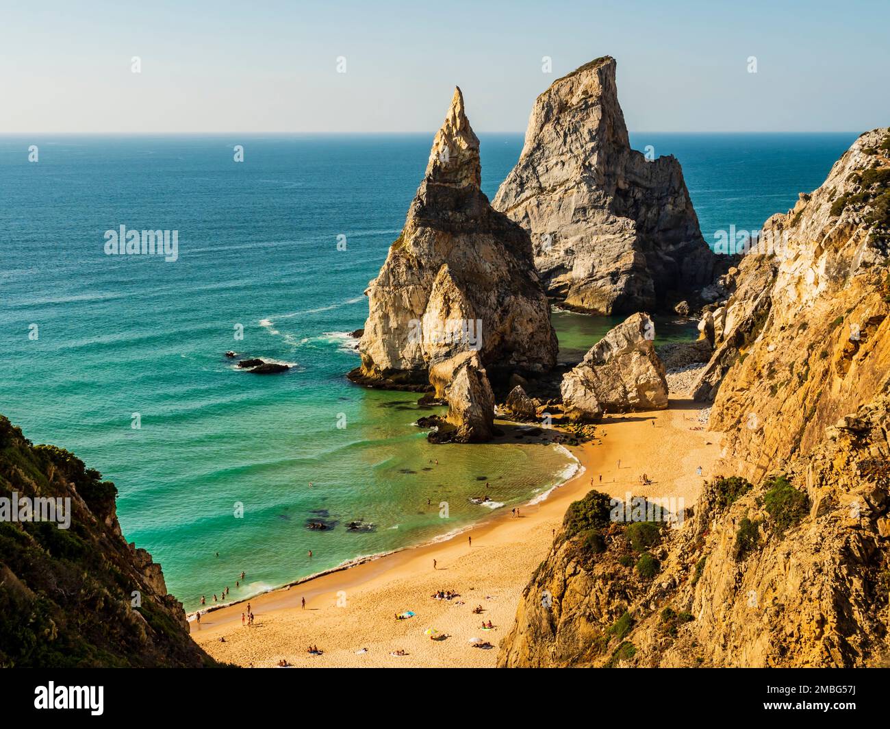 Stunning view of Praia da Ursa (bear beach) and its huge rocky ...