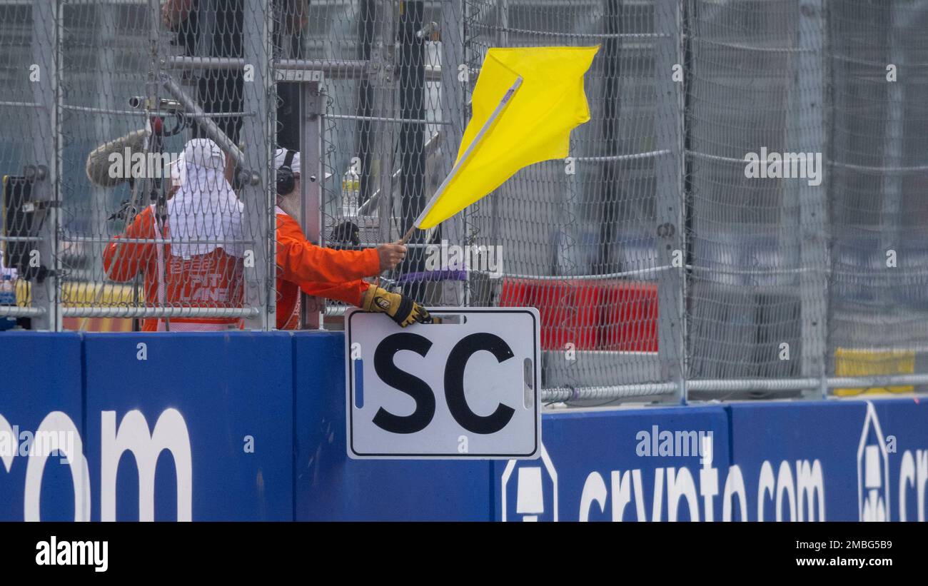The yellow caution flag waves during the main session for the Formula ...