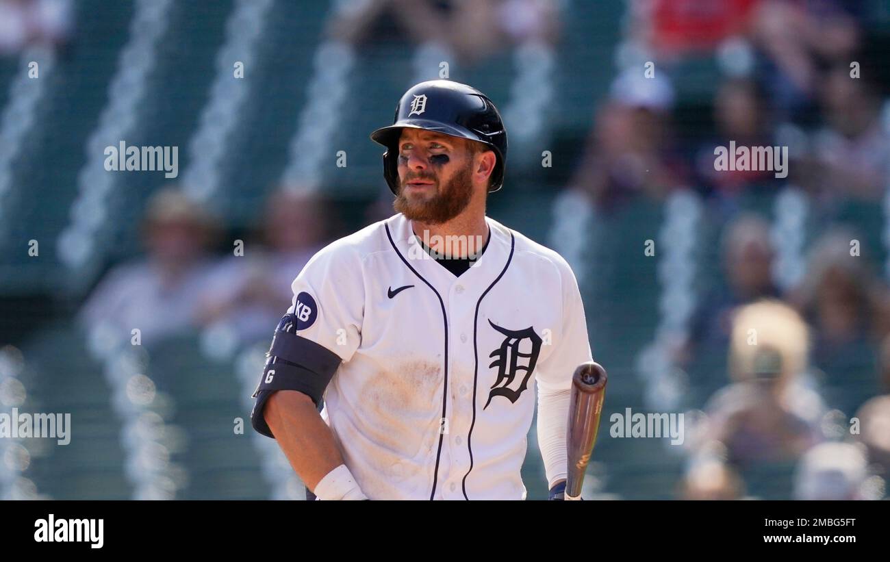 Detroit Tigers' Robbie Grossman plays during the first inning of the ...