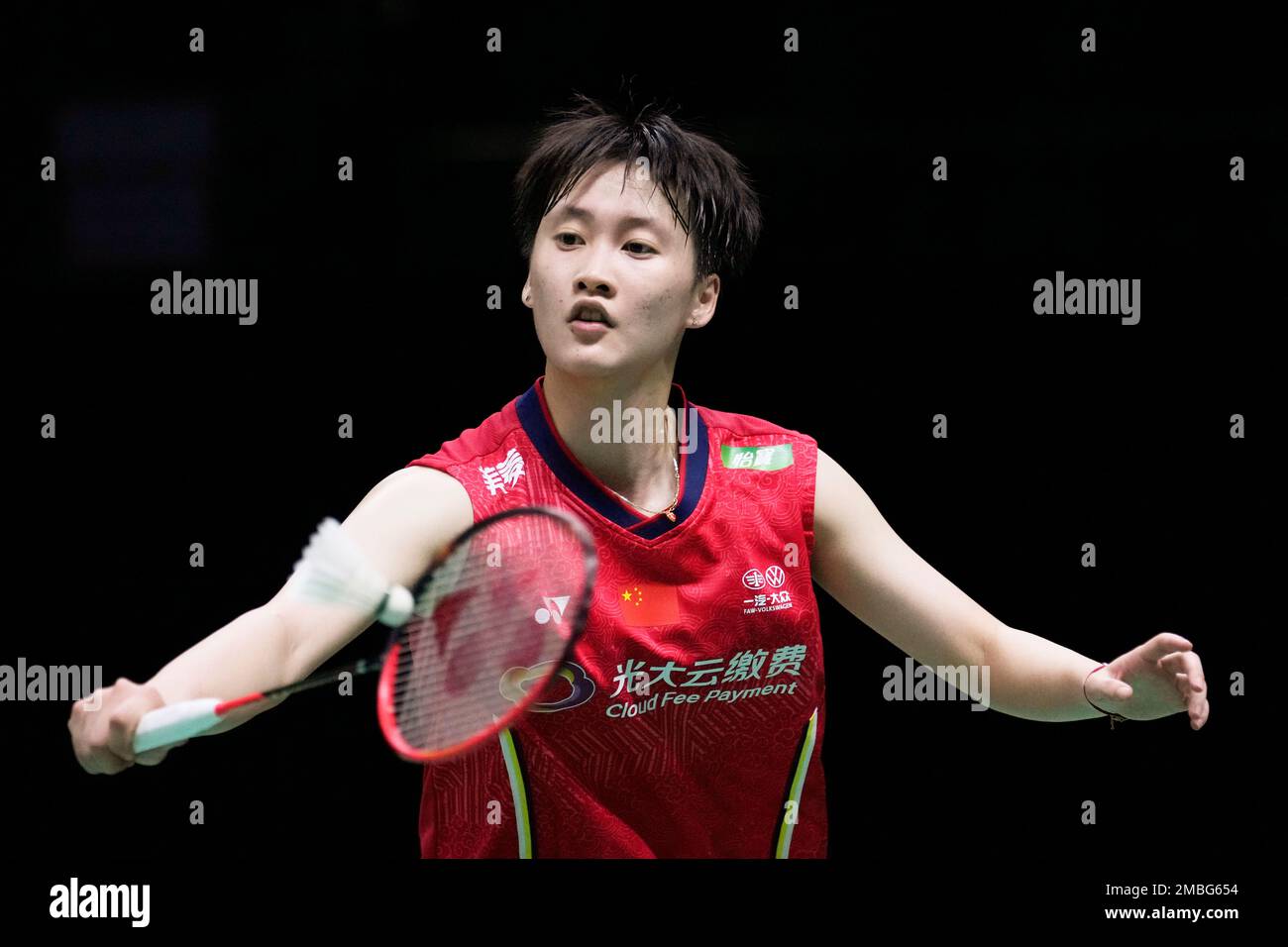 China's Chen Yu Fei returns a shot to Indonesia's Dewi Komang Ayu Cahya ...