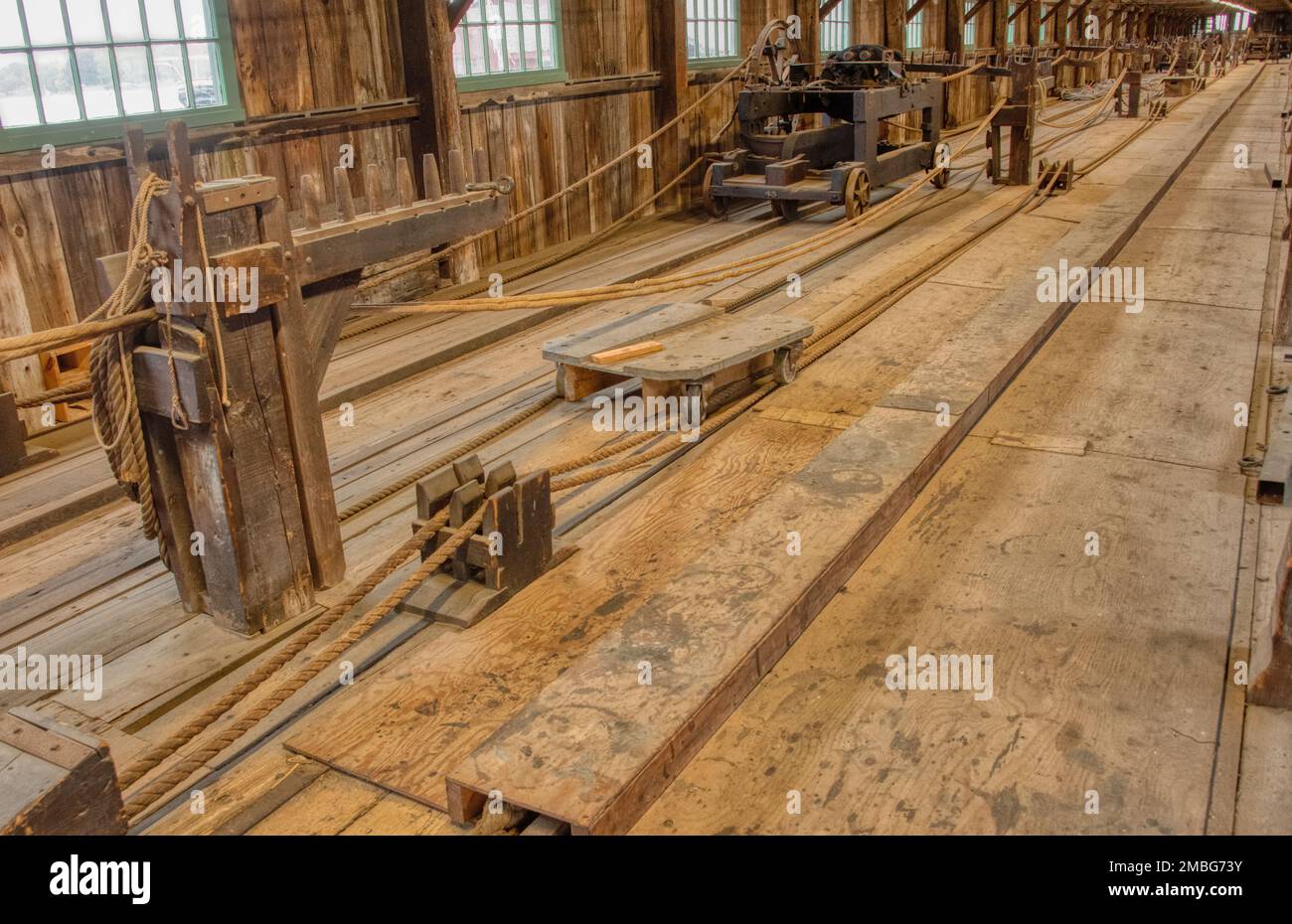A rope-making factory interior with machines Stock Photo - Alamy