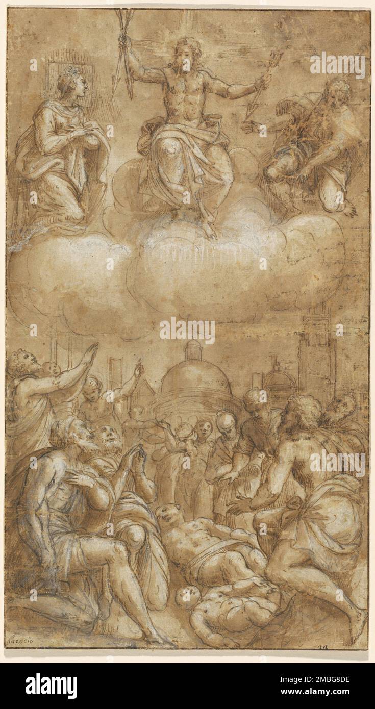 Plague Victims Pleading for Help from Christ, the Virgin, and Saint ...