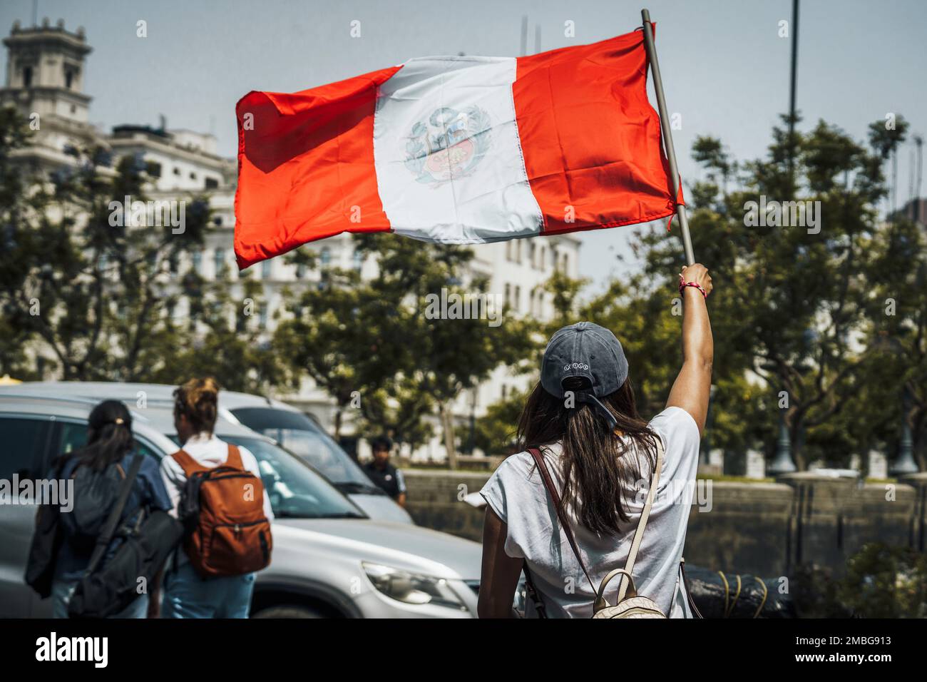 Lima, Peru - January 20, 2023: Protests on the streets of Lima Stock ...