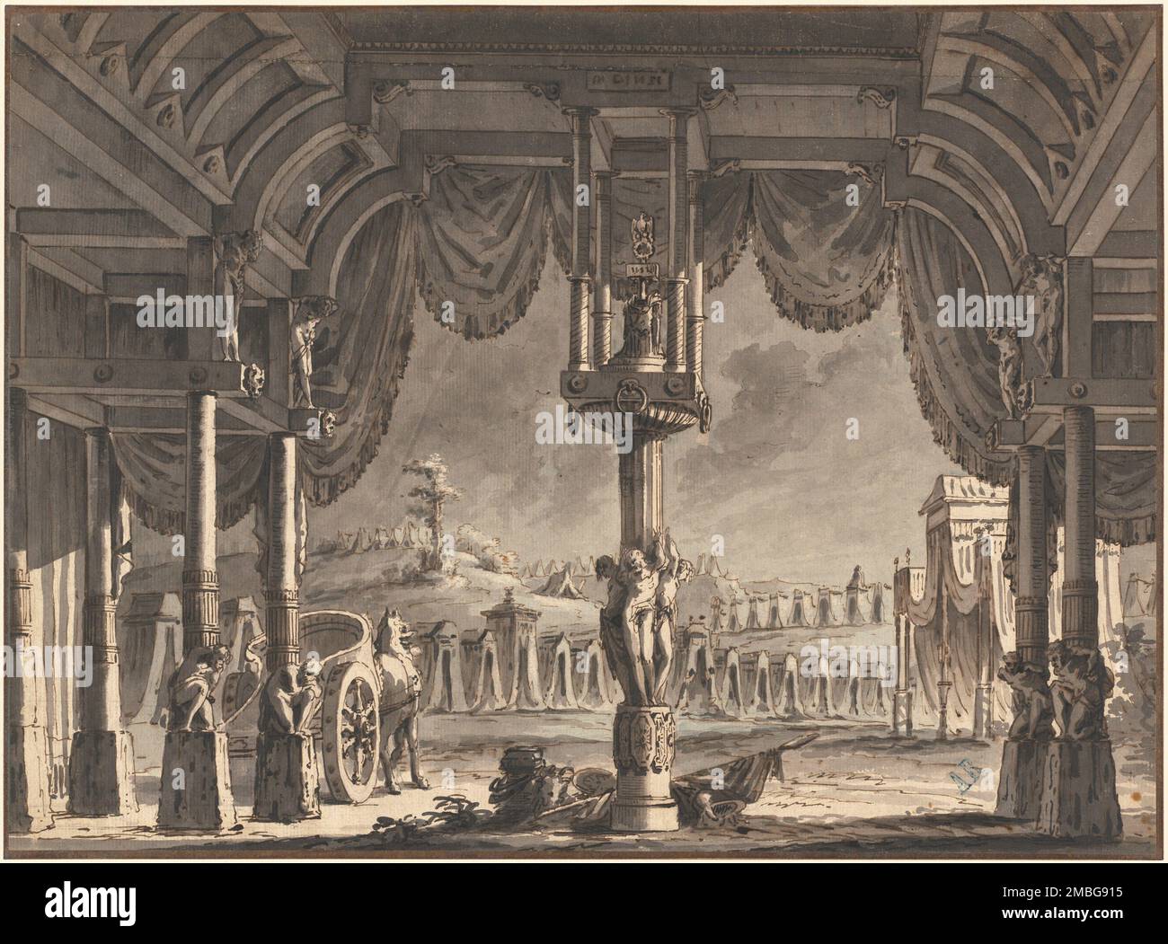 Stage Design of an Ancient Roman Encampment by Night (recto), c. 1792 ...