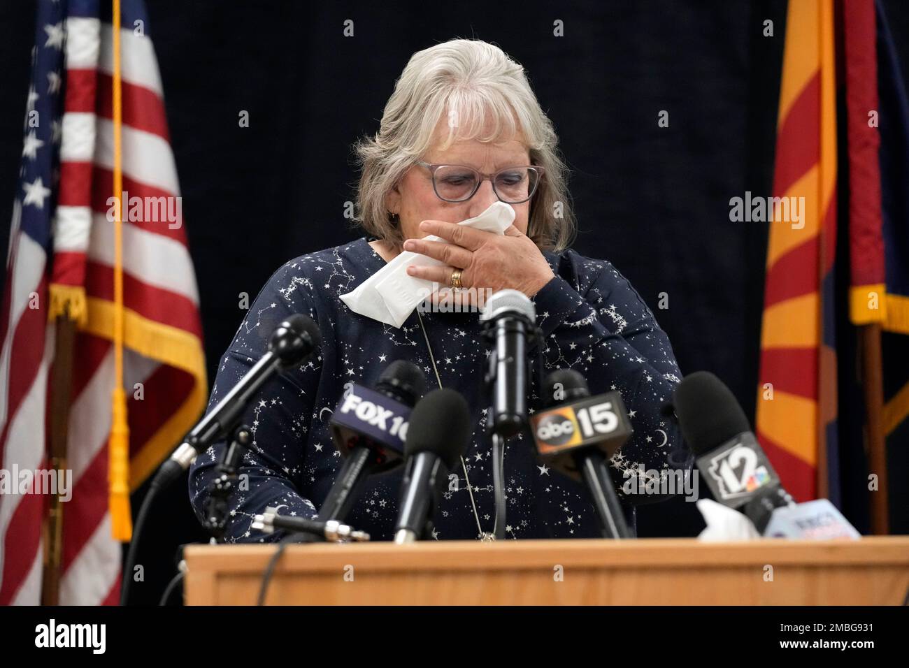 Leslie Bowdoin James, sister of Deana Lynne Bowdoin talks to the media ...