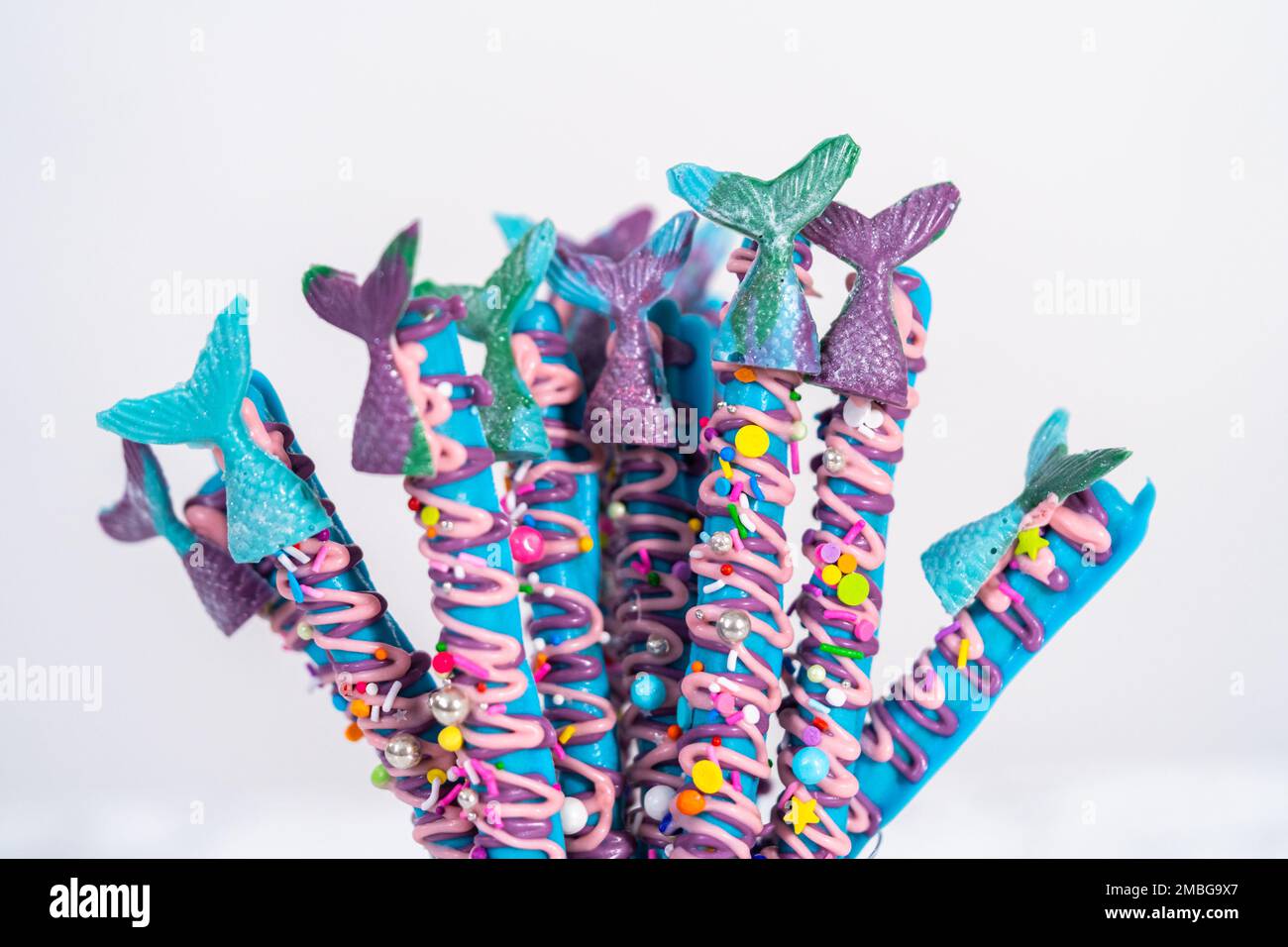 Mermaid chocolate pretzel rods Stock Photo - Alamy