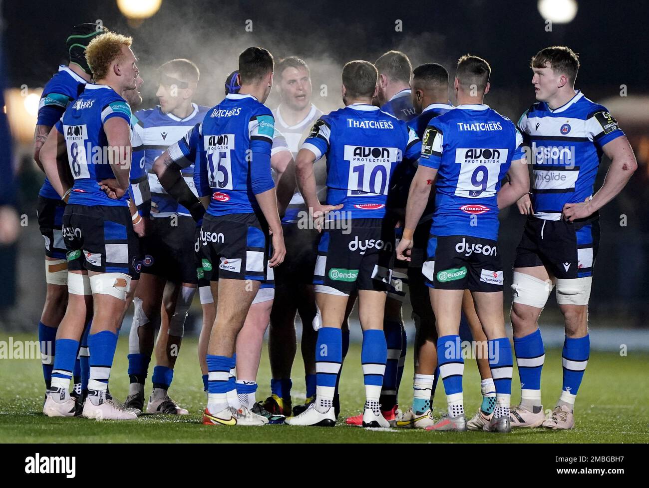 Bath Rugby team talk during the EPCR Challenge Cup match at Scotstoun ...