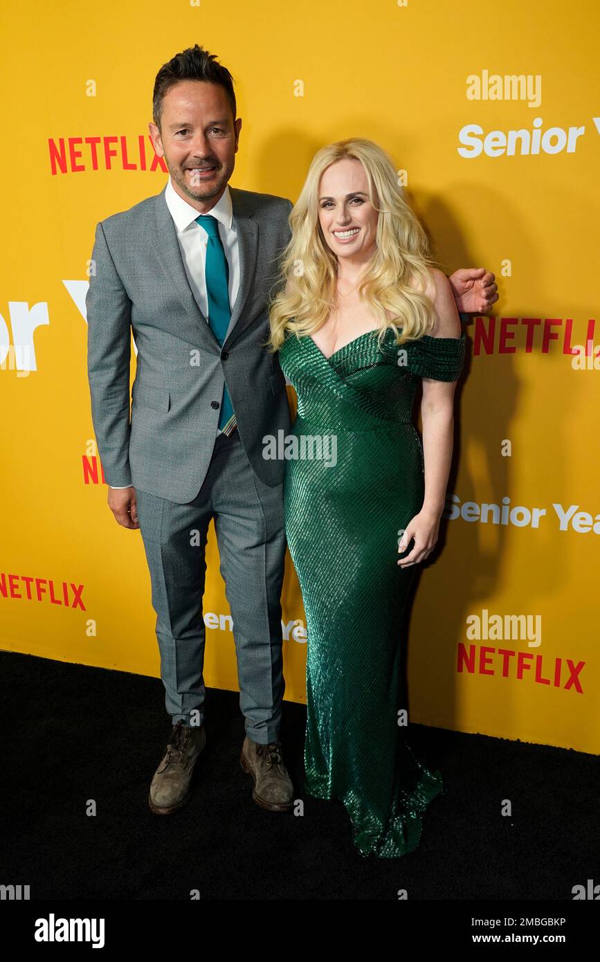 Alex Hardcastle, left, director of the Netflix film "Senior Year ...