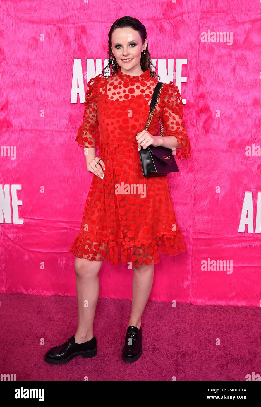 Sarah Ramos arrives at the Los Angeles premiere of "Angelyne," May 10, 2022, at Pacific Design ...