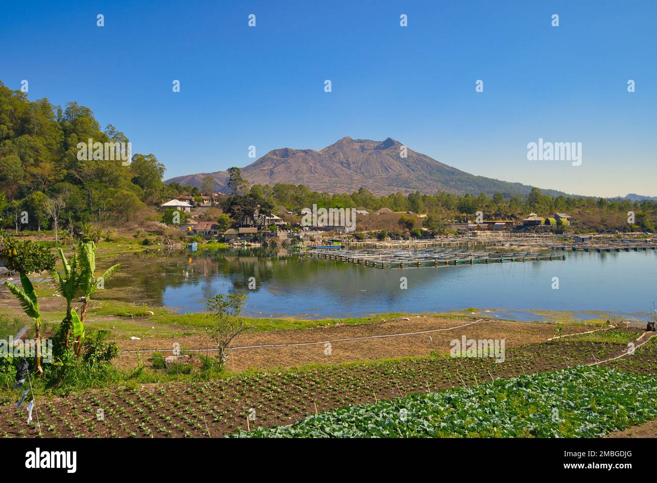 Mount Batur and Lake Batur on Bali Stock Photo - Alamy