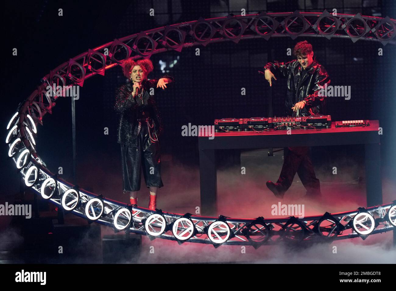 LUM!X and Pia Maria from Austria perform Halo performs during the first ...