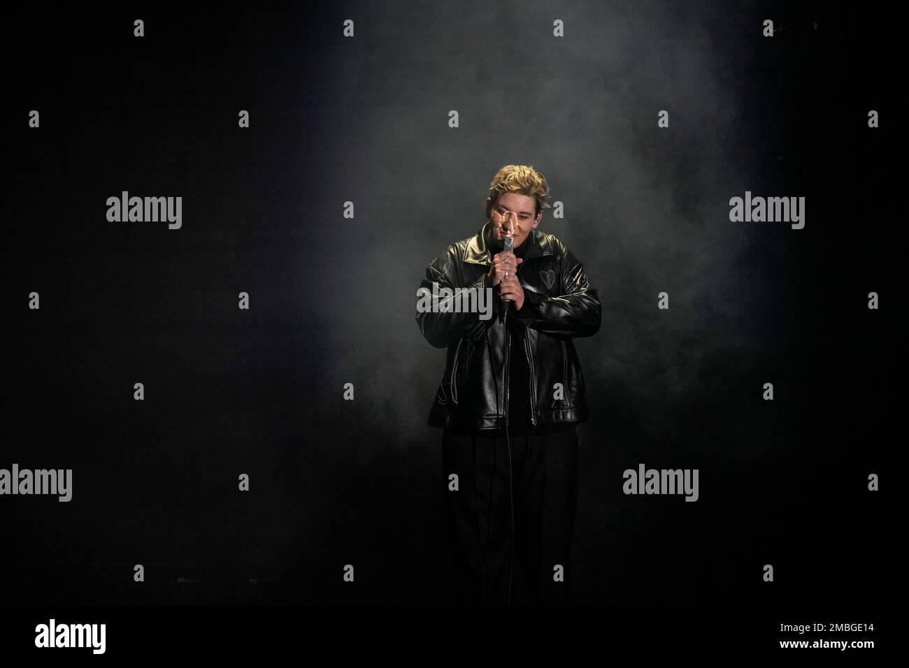 Marius Bear from Switzerland singing Boys Do Cry performs during the ...