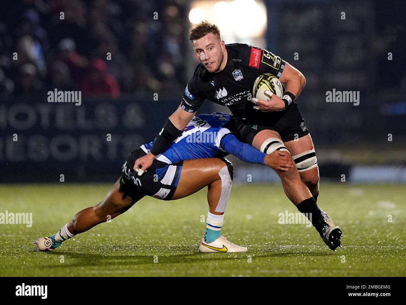 Bath Rugby’s Max Ojomoh makes a tackle during the EPCR Challenge Cup ...