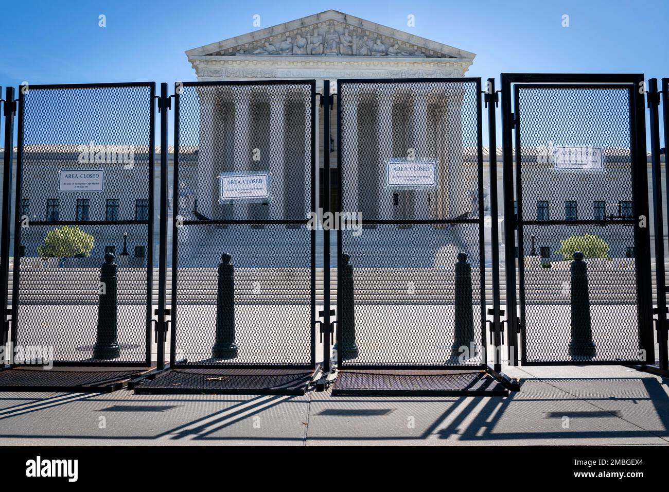 Anti-scaling fencing blocks off the stairs to the Supreme Court ...