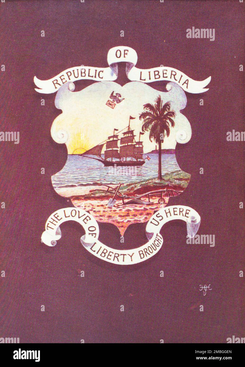 The Shield, Emblems, and Motto of Liberia as established in 1847, 1906 ...