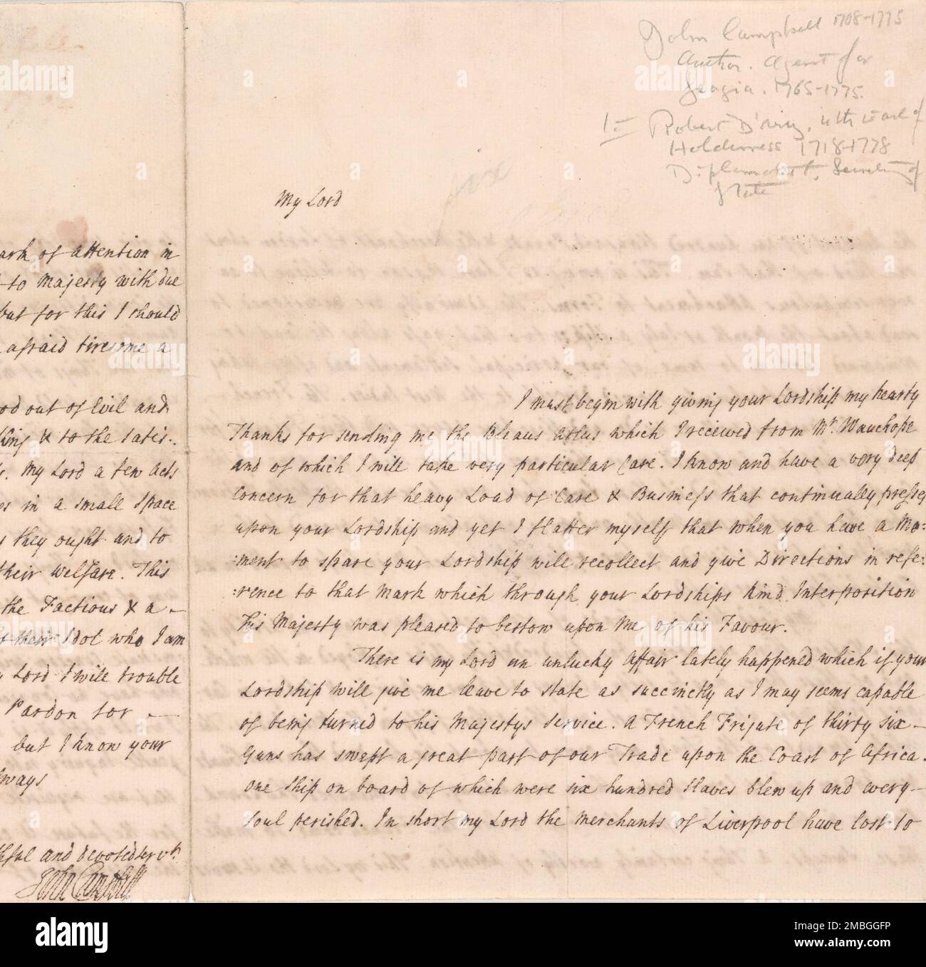 Letter to "My Lord," Jan. 19, 1762, 1762-01-19. Additional title ...