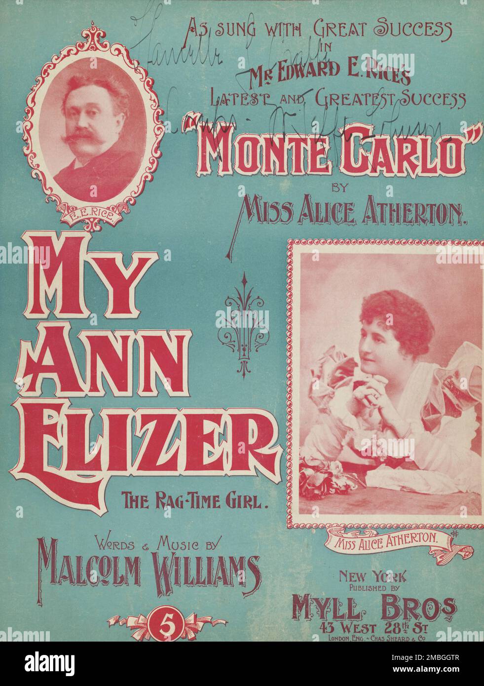 'My Ann Elizer', 1898. '...The Rag-Time Girl. As Sung with Great ...