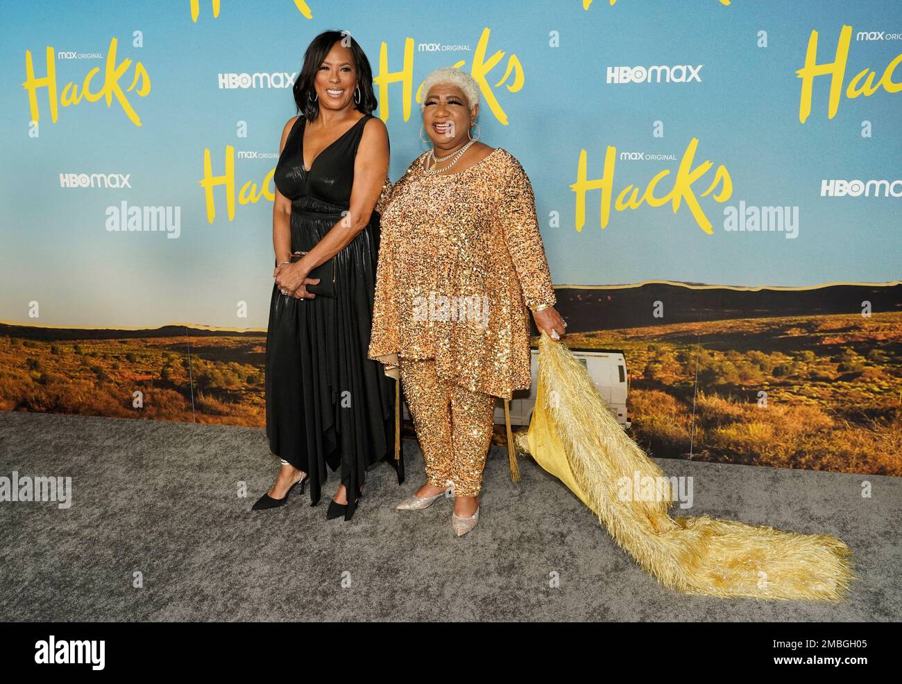 Angela E. Gibbs, left, and Luenell, cast members in "Hacks," pose ...