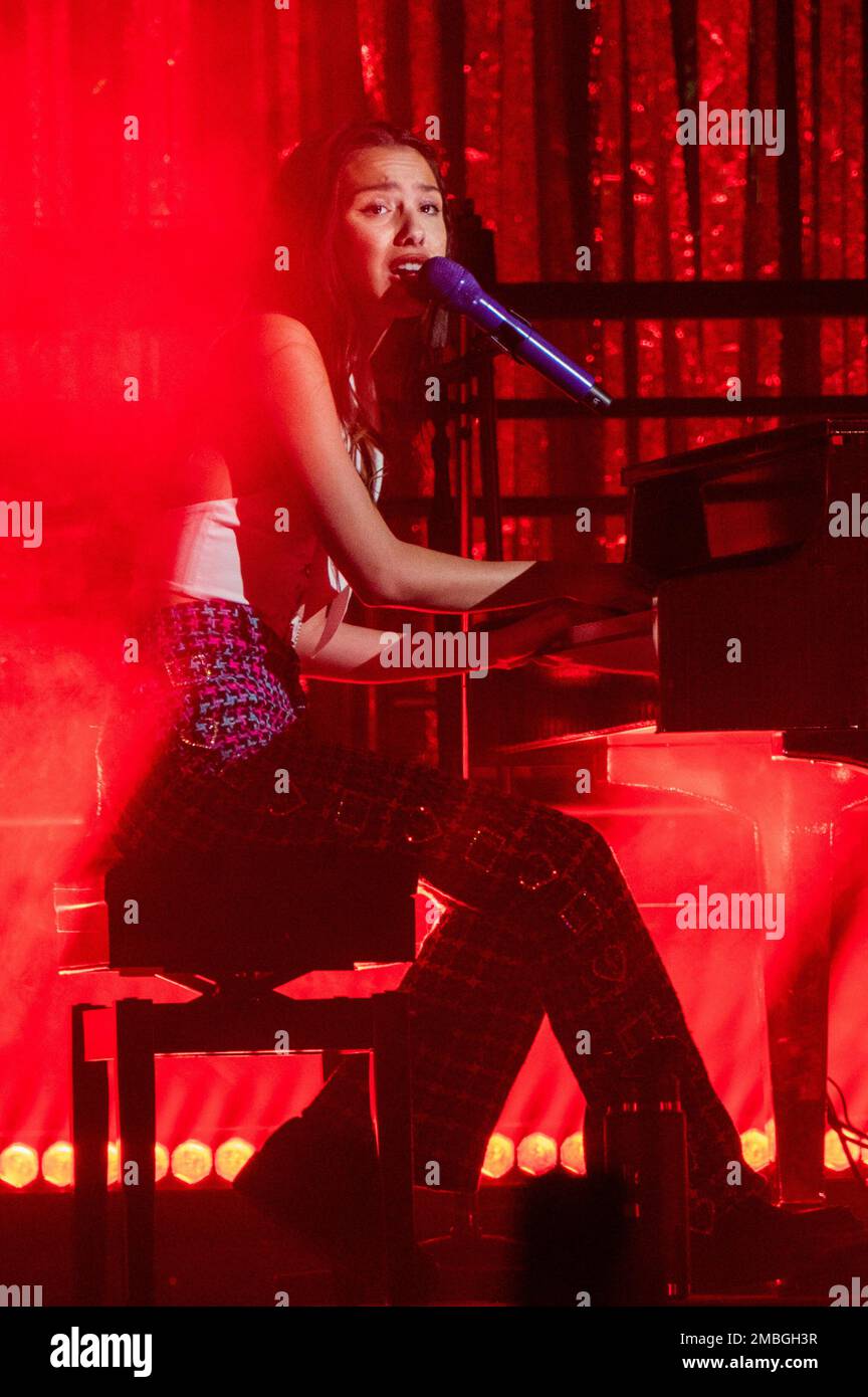 Olivia Rodrigo performs during the Sour Tour at the Coca-Cola Roxy on ...