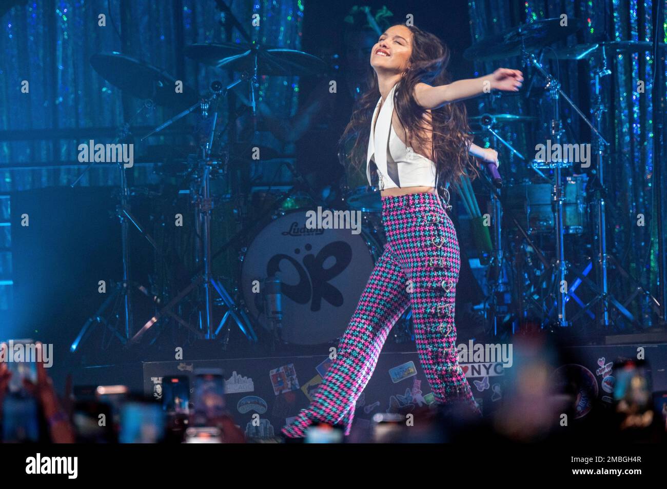 Olivia Rodrigo performs during the Sour Tour at the Coca-Cola Roxy on ...