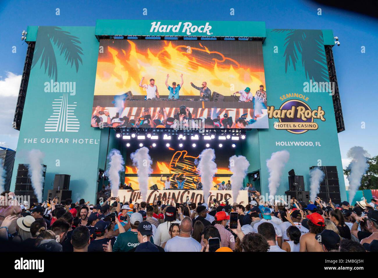 IMAGE DISTRIBUTED FOR HARD ROCK - The Chainsmokers and Maluma on stage ...