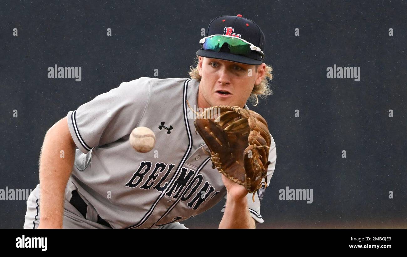 Belmont player Drew Lowry works an NCAA baseball game against Tennessee ...