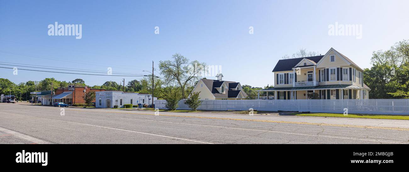 Georgetown, Georgia, USA - April 19, 2022: Looking down main street ...