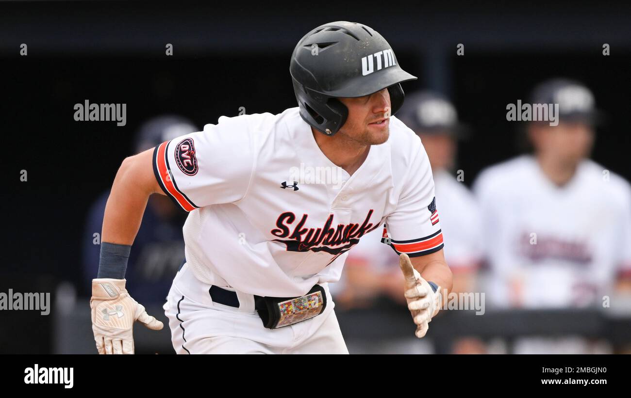 Tennessee Martin player Casey Harford plays in an NCAA baseball game ...