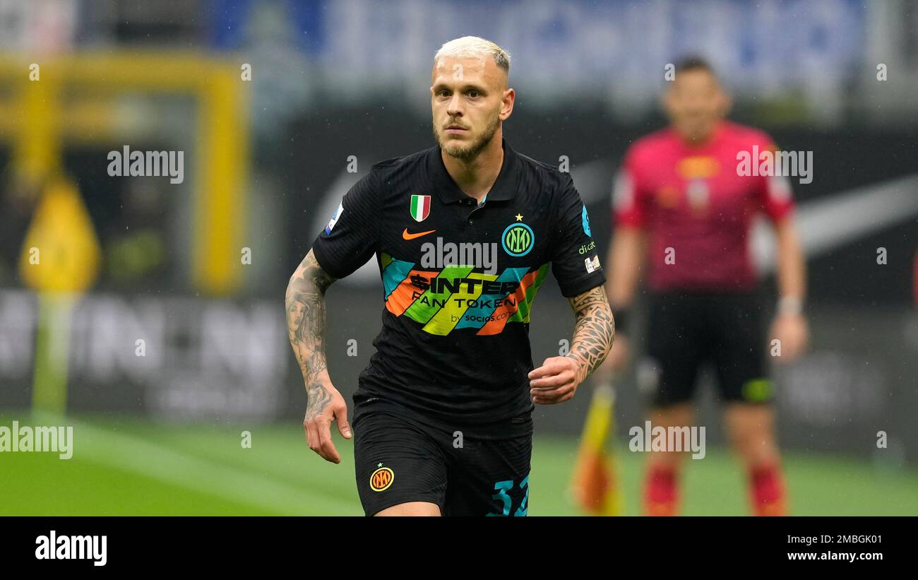 Inter Milan's Federico Dimarco controls the ball during the Serie A ...