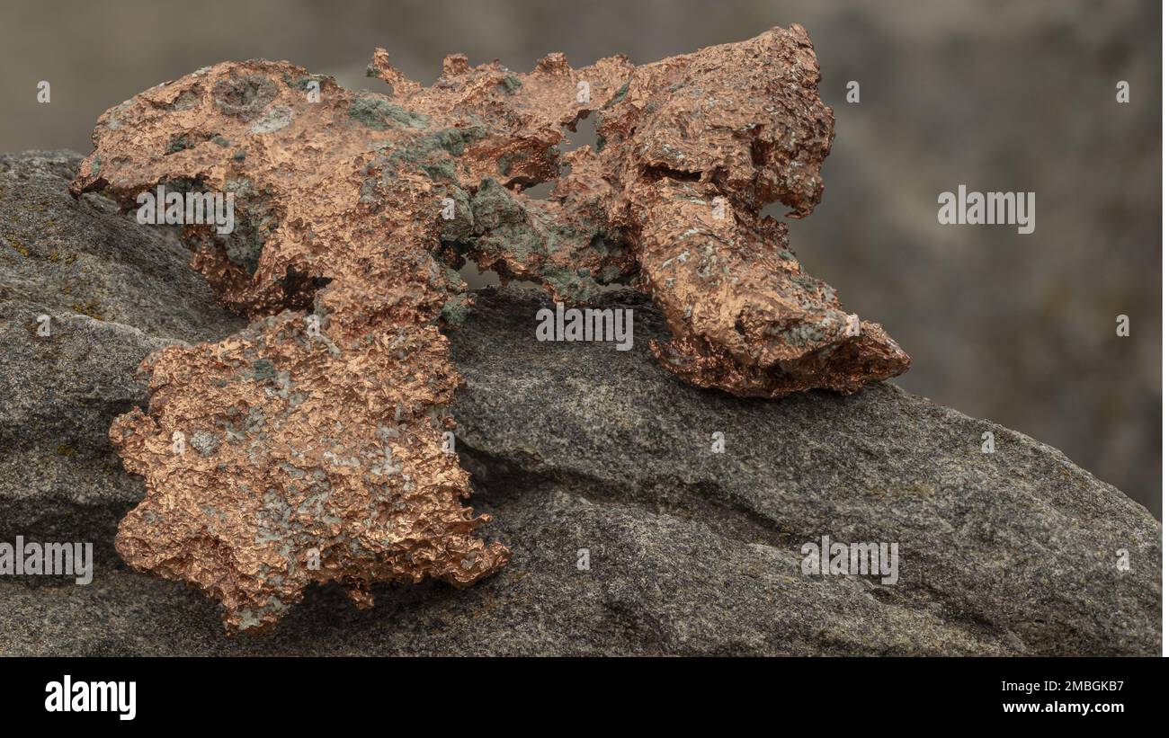Copper mineral sample on the rock Stock Photo - Alamy