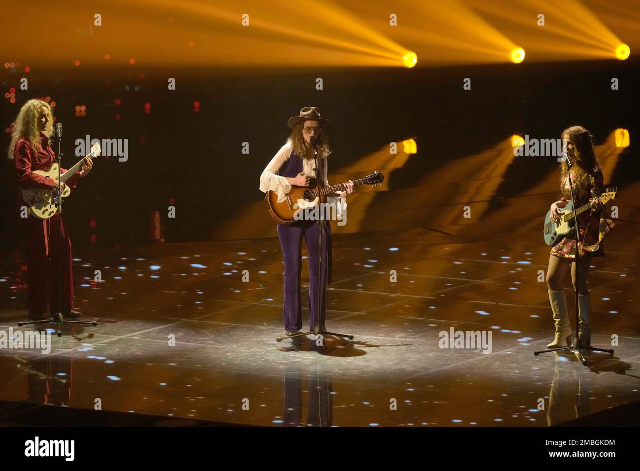 performs during rehearsals at the Eurovision Song Contest in Turin ...