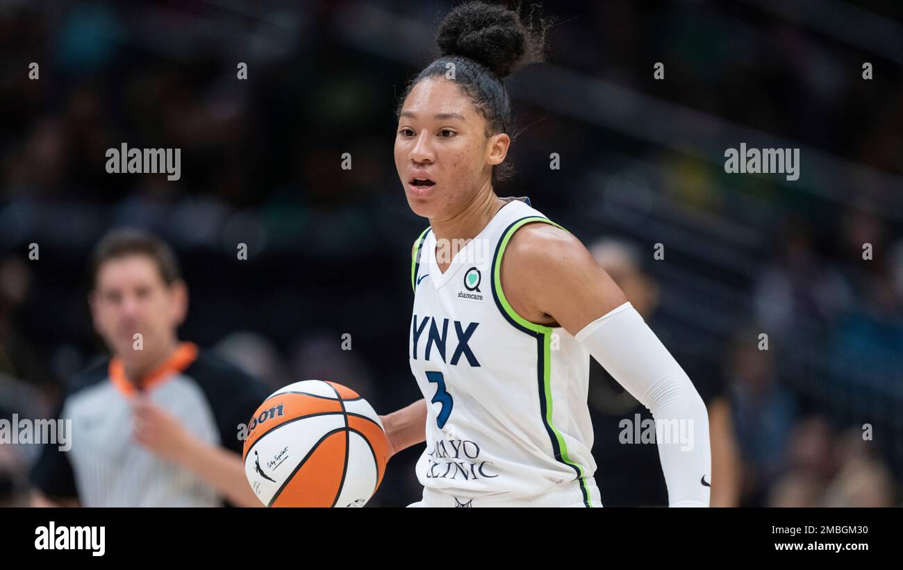Minnesota Lynx forward-guard Aerial Powers dribbles the ball during a ...