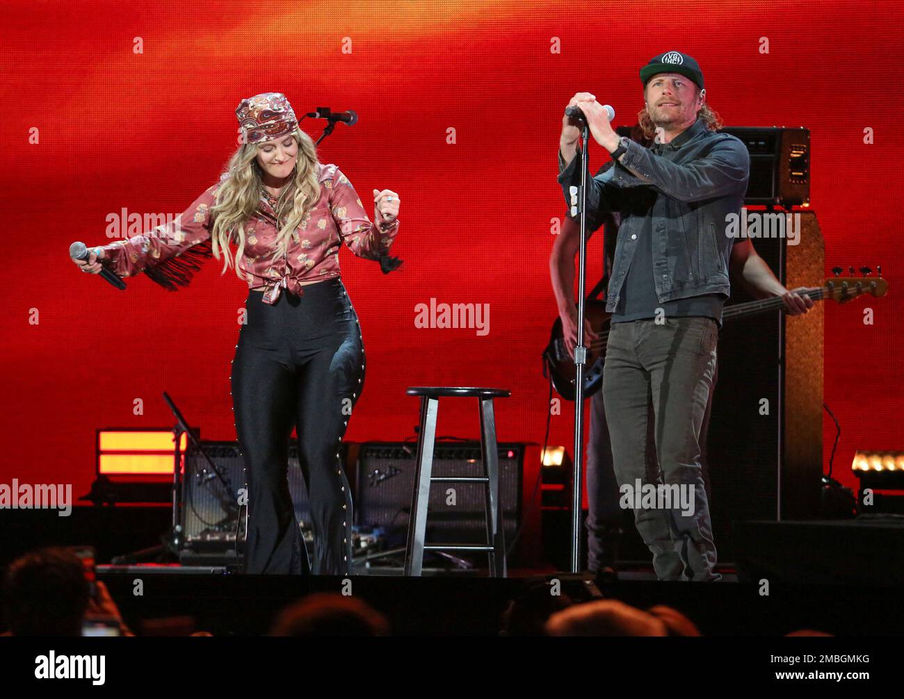Dierks Bentley, right, and Lainey Wilson perform at the iHeartCountry ...
